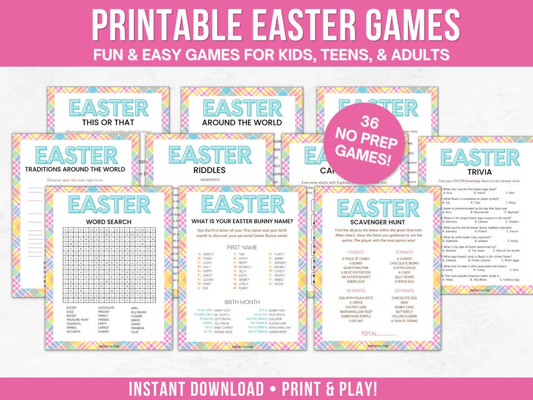 Easter Games Bundle | 36 Easter Party Games | Bunny Name | Easter ...
