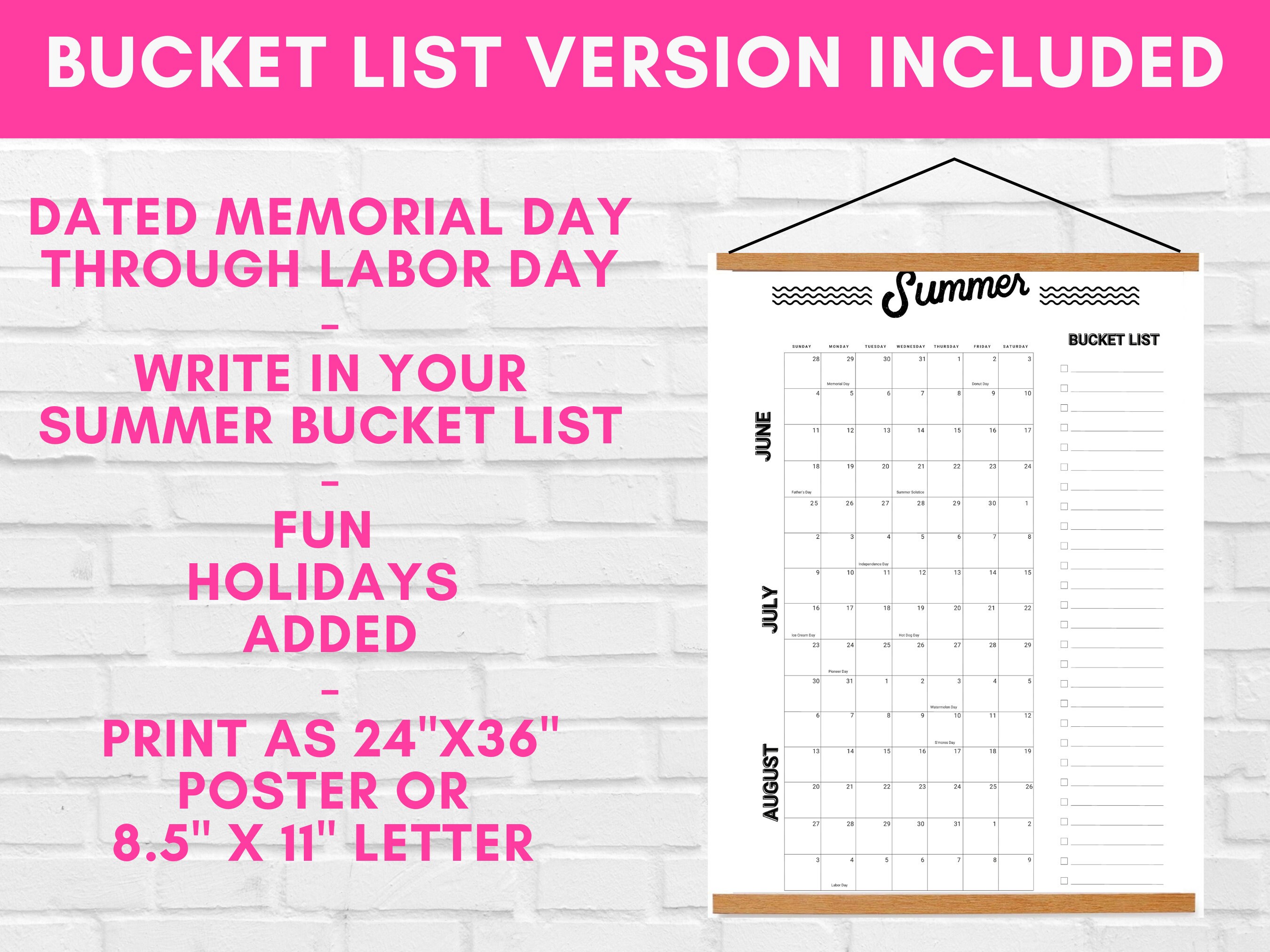 PRINTABLE Summer Countdown Poster Calendar Summer 2023 Calendar Summer ...