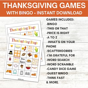 Thanksgiving Party Games Bundle, Printable Thanksgiving Games ...