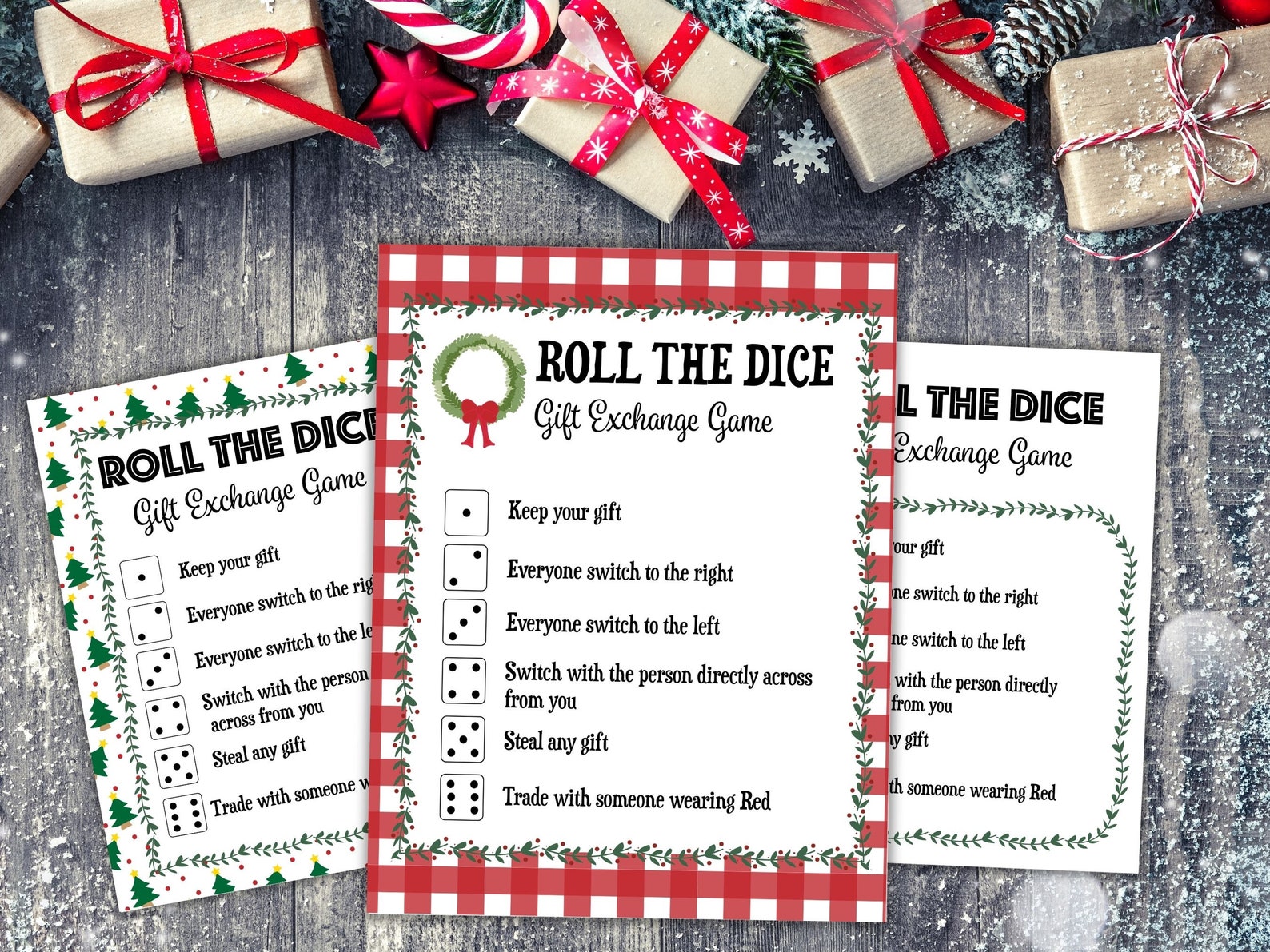 Roll the Dice Game | Christmas Party Game | Gift Exchange Game | White ...