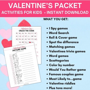 55-page Valentine's Day Activity Packet- Printable Valentines ...