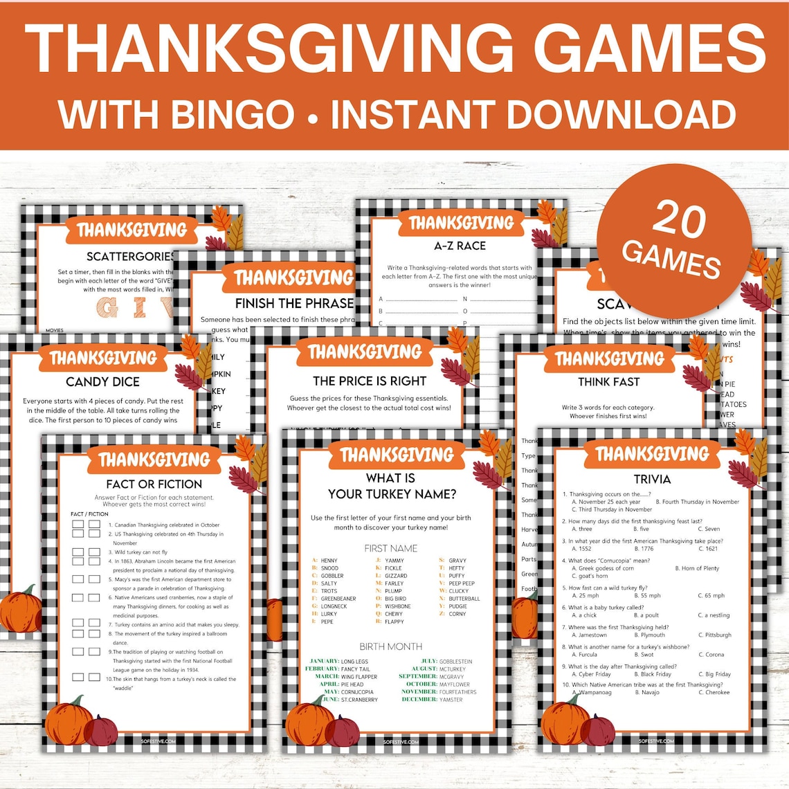 Thanksgiving Party Games Bundle, Printable Thanksgiving Games ...