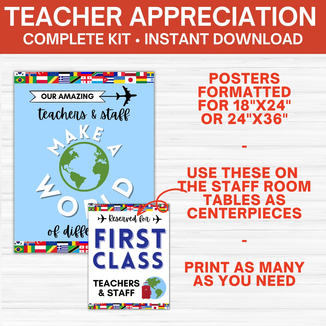 Editable World-themed Teacher Appreciation Week Printable - Etsy