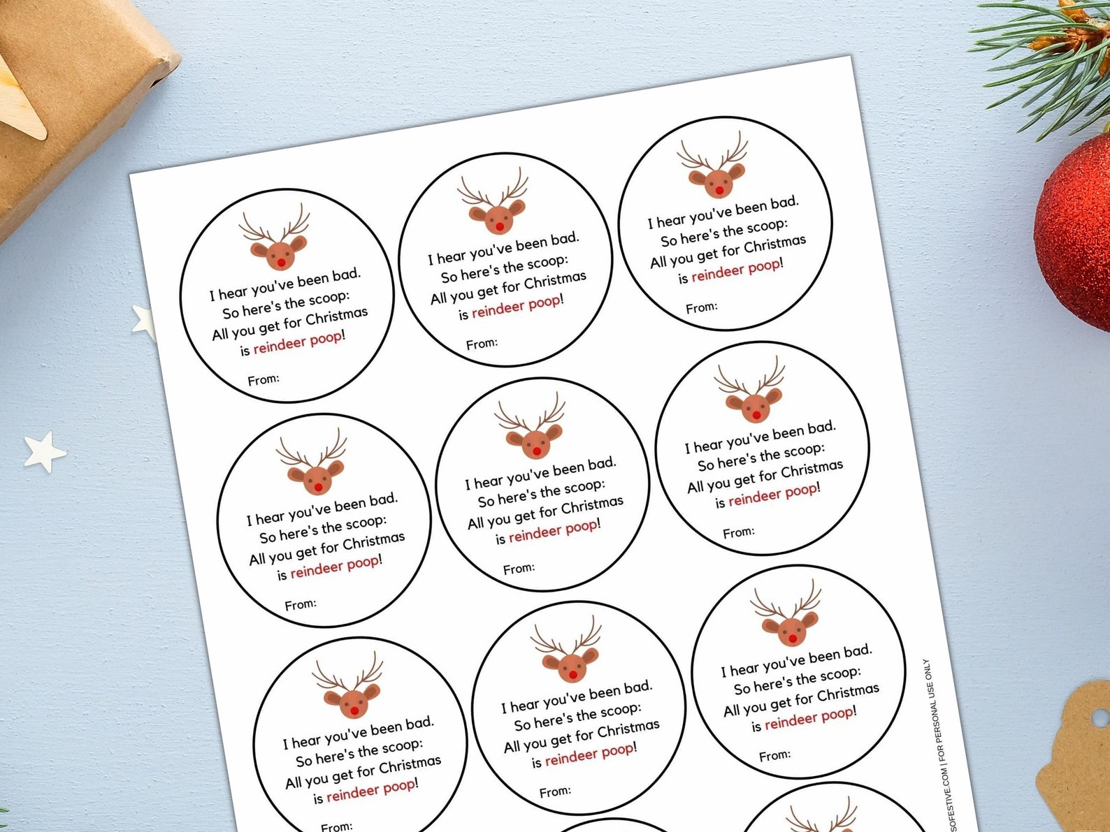 Reindeer Poop Gift Tag | Christmas Gift Tags | Christmas Neighbor Gift ...