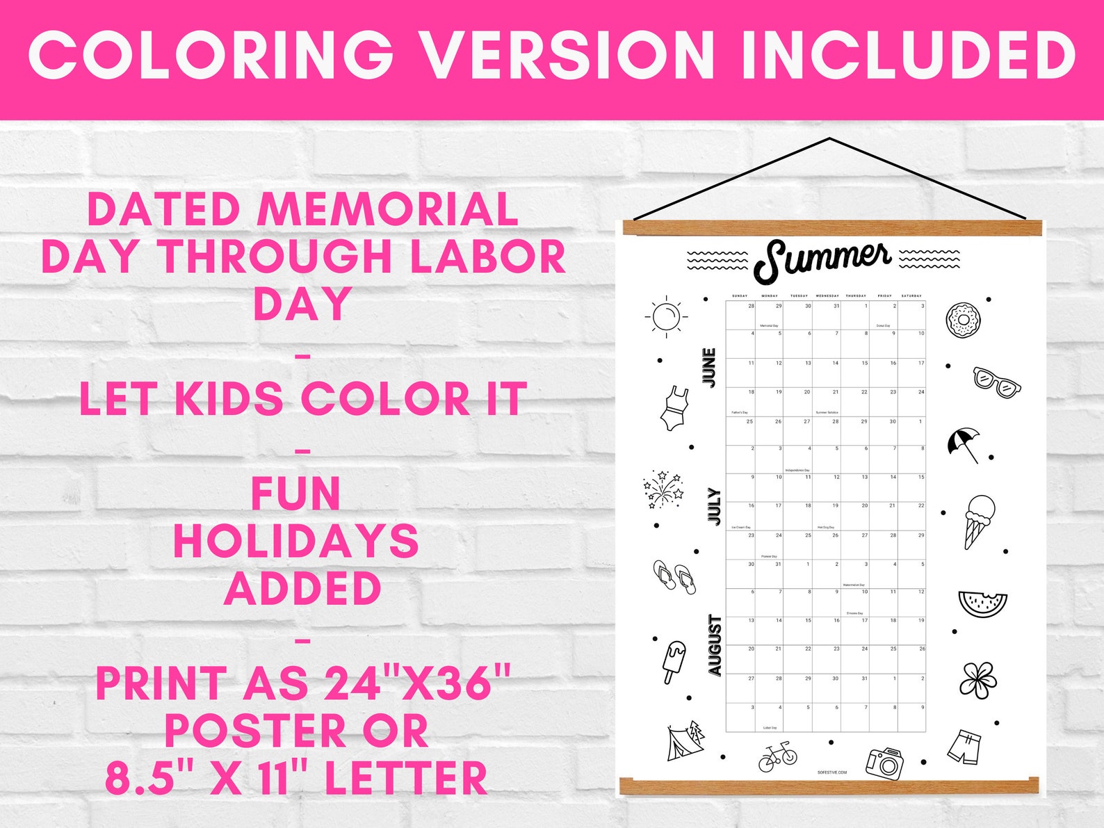 PRINTABLE Summer Countdown Poster Calendar Summer 2023 Calendar Summer ...