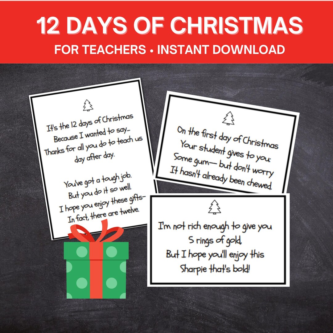 12 Days of Christmas for Teachers | Christmas Teacher Gifts | Digital ...