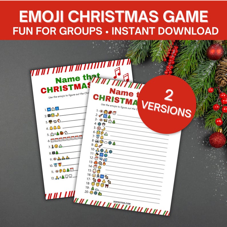 Christmas Songs Emoji Game | Name That Tune Pictionary | Printable ...