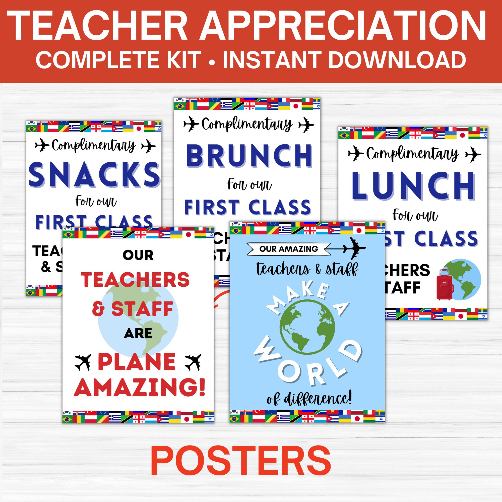 Editable World-themed Teacher Appreciation Week Printable Bundle ...