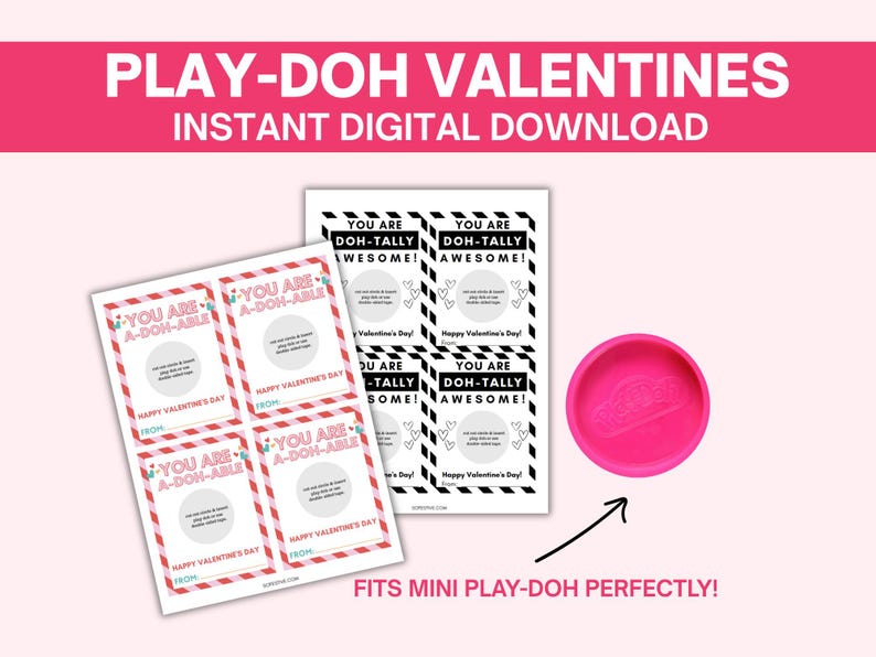 Play-doh Valentines Cards | Printable Kids Valentines (digital Download ...
