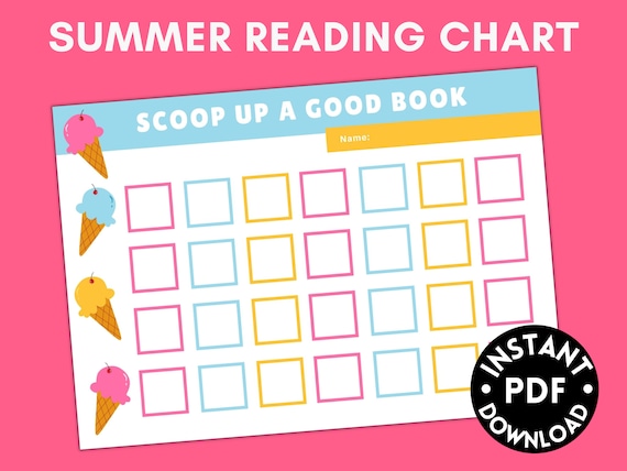 Summer Reading Chart Ice Cream Reading Chart Instant Digital - Etsy