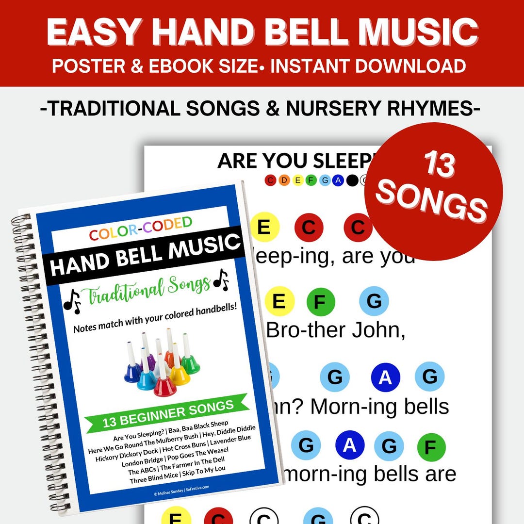 Handbell Sheet Music - 13 Traditional Songs - Digital Download for Hand ...