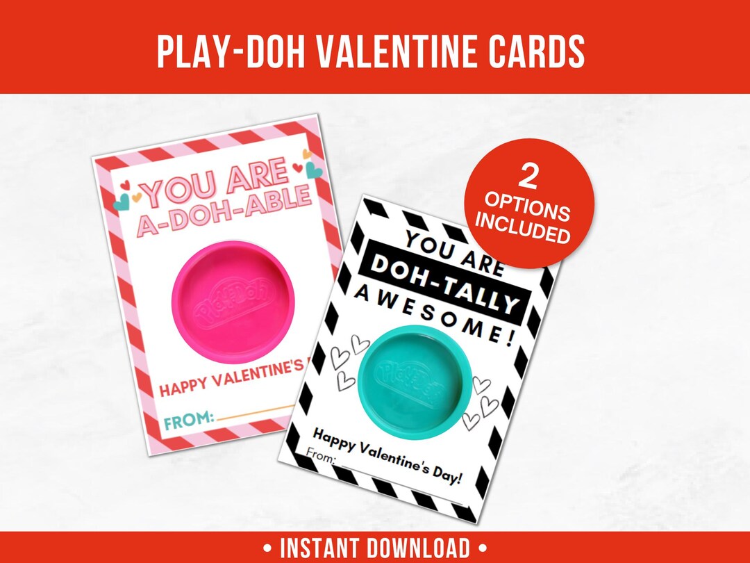 Play-doh Valentines Cards | Printable Kids Valentines (digital Download ...