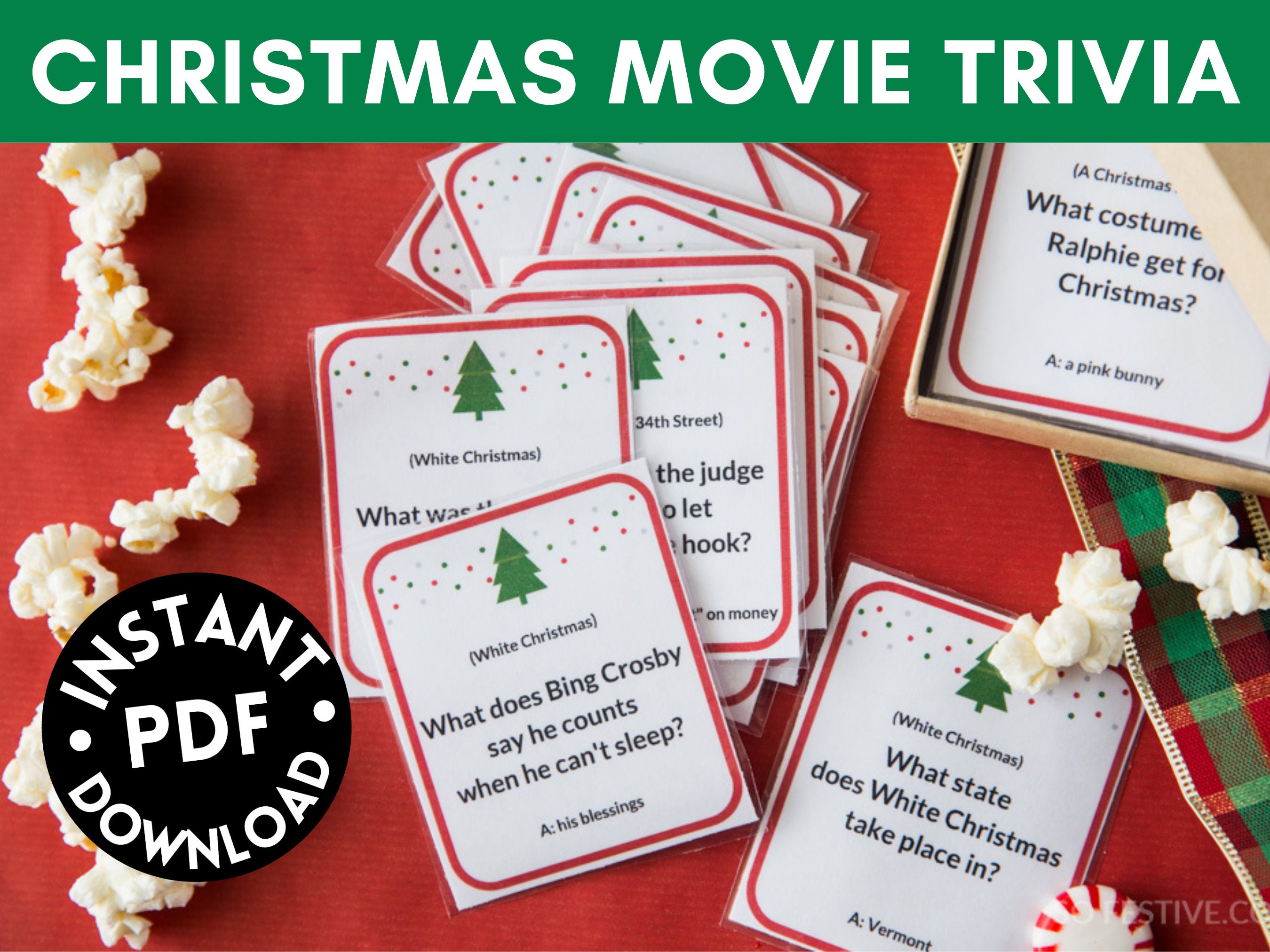 72 Christmas Movie Trivia Game Cards- Christmas Party Game- Digital ...