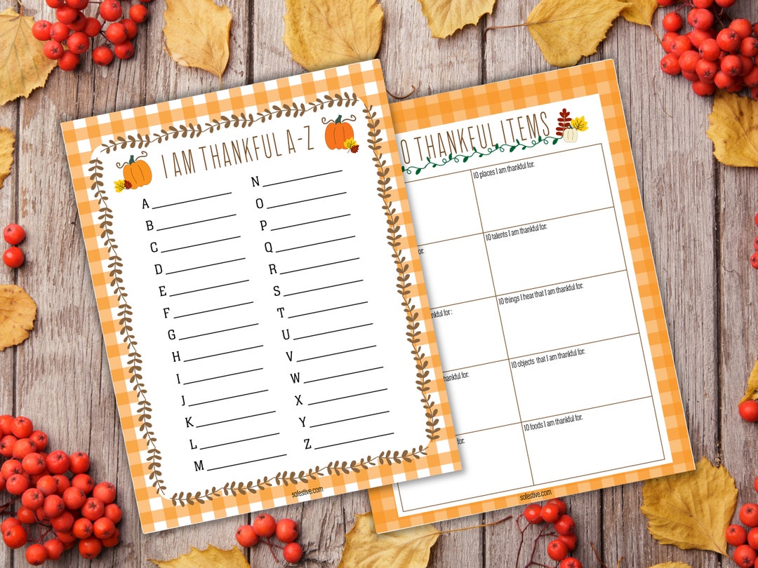 Thanksgiving Gratitude List Printable, I Am Grateful For, I Am Thankful ...