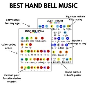 Christmas Hand Bell Music Bargain Bundle-20 Christmas Songs- Colored ...