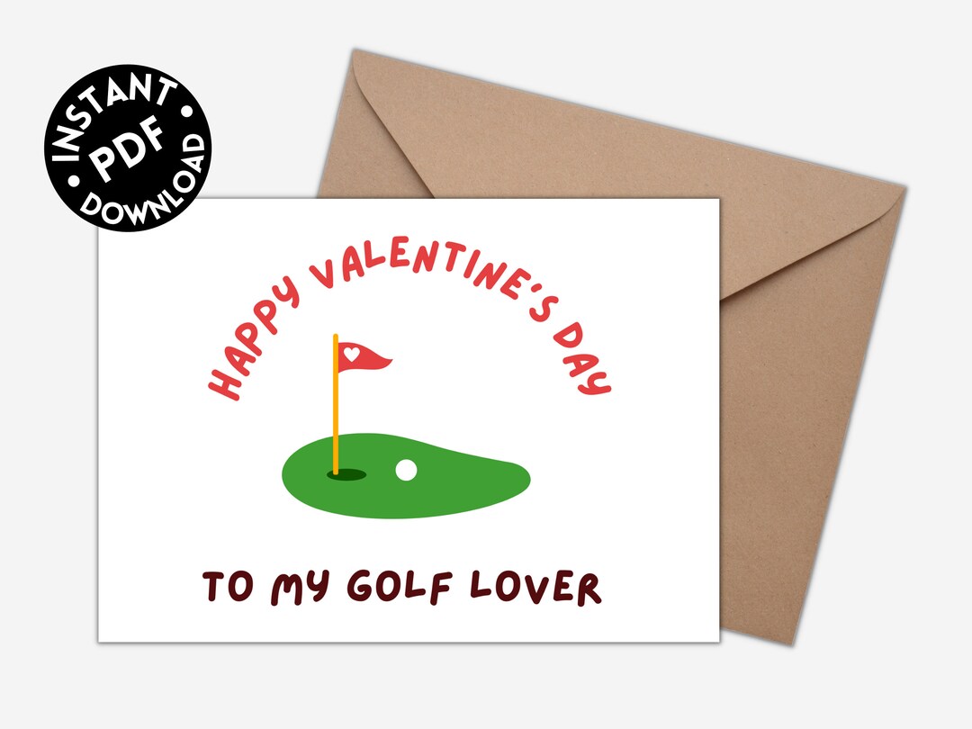 Valentine's Day Card- Golf Card- Funny Cards for Him- Golf Gift- Golf ...