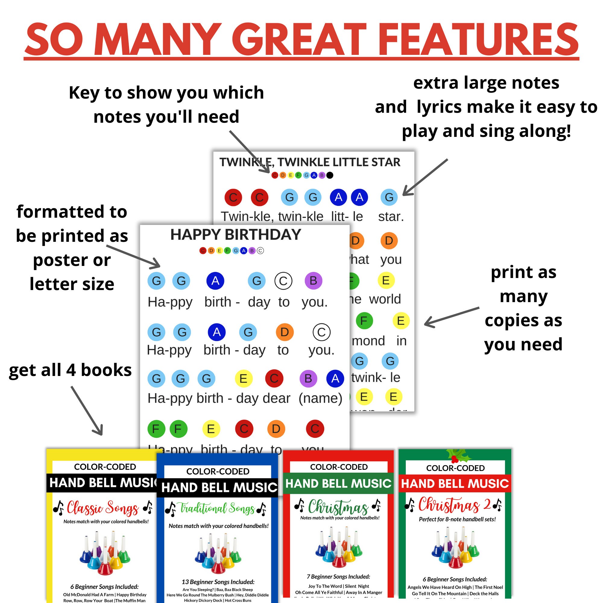 Christmas Hand Bell Music Book 2 | Hand Bell Song Sheets | 7 Popular ...