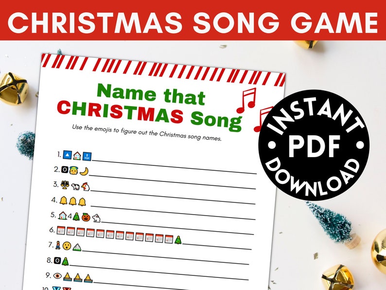 Christmas Songs Emoji Game | Name That Tune Pictionary | Printable ...