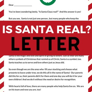 Is Santa Real? Letter- Truth About Santa Letter- Santa Letter Template ...