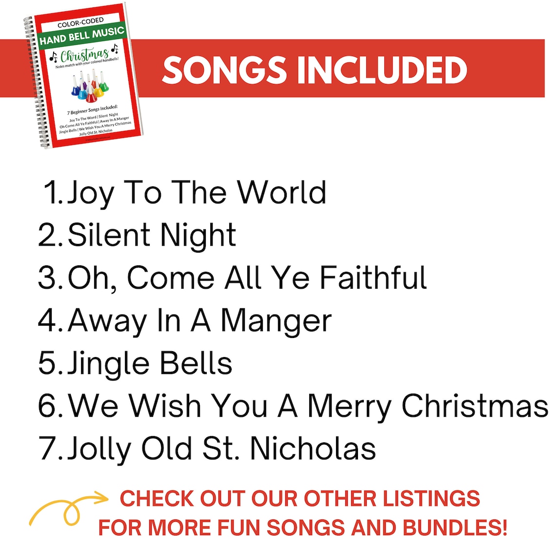 Christmas Hand Bell Music Ebook 1- Bell Choir -7 Song Sheets- Poster ...