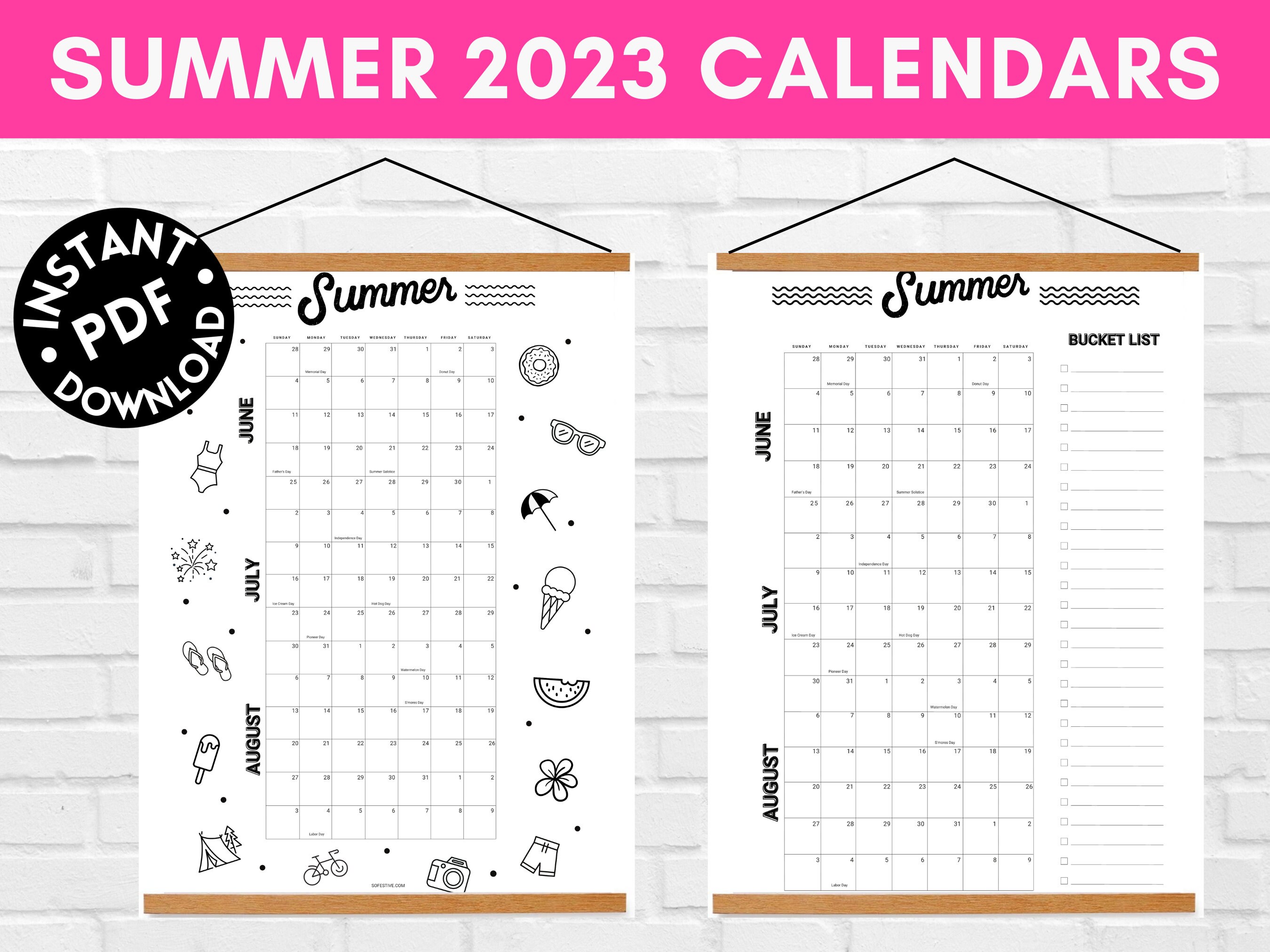 PRINTABLE Summer Countdown Poster Calendar Summer 2023 Calendar Summer ...