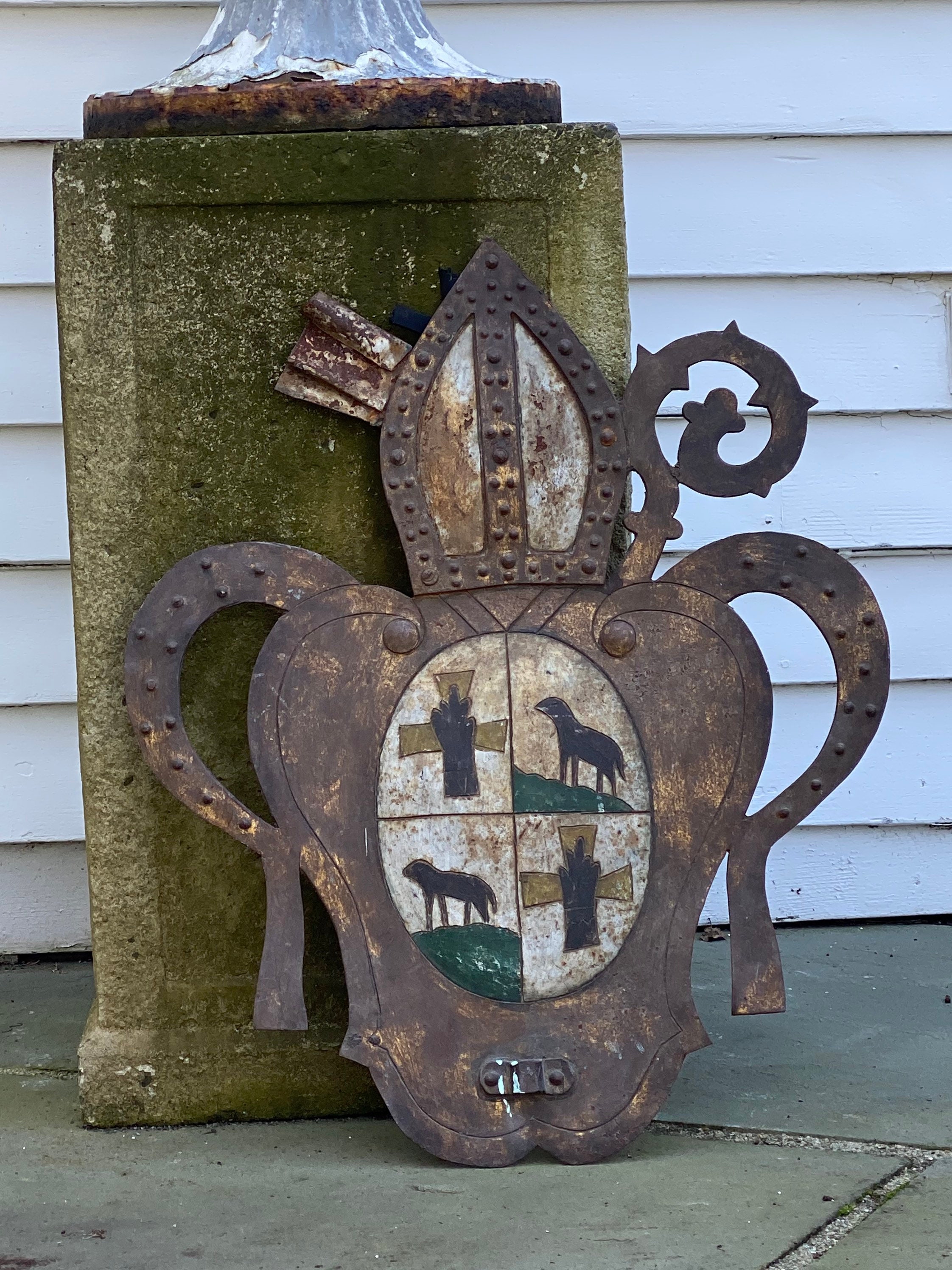 Wonderful polychrome iron crest continental hand painted | Etsy