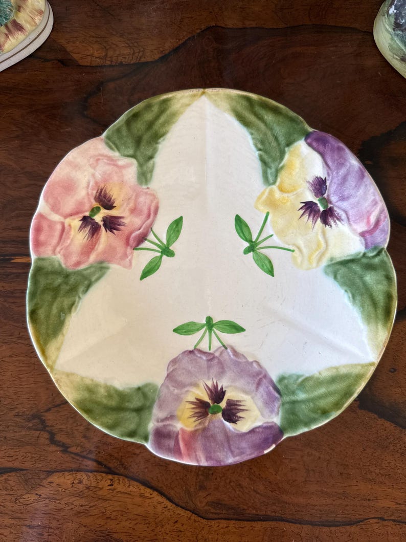Antique French Majolica Plate, Pansies, Choisy Le Roi, Hippolyte ...