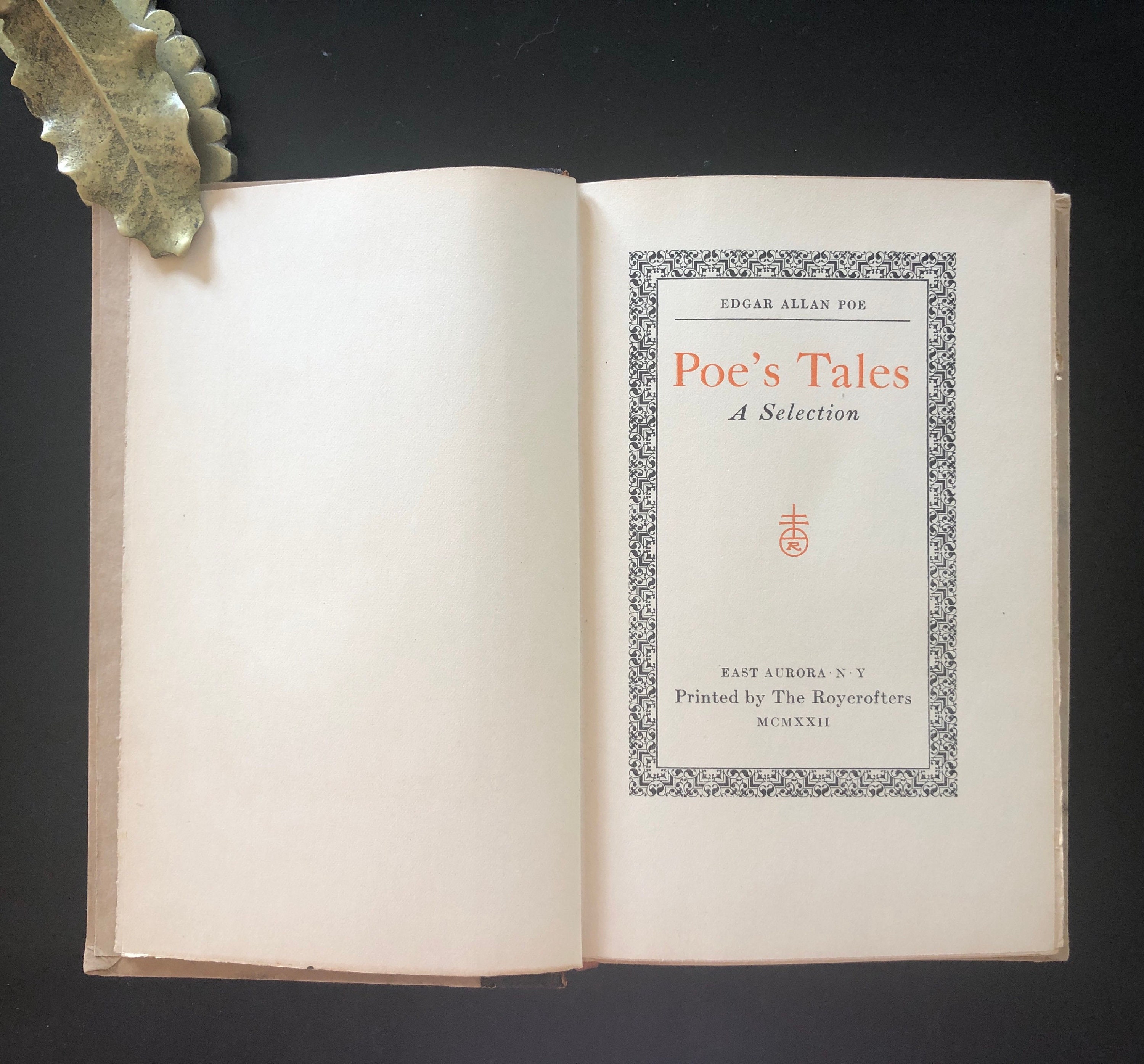 Poe's Tales, A Selection by Edgar Allan Poe, Roycroft 1922, Rare ...