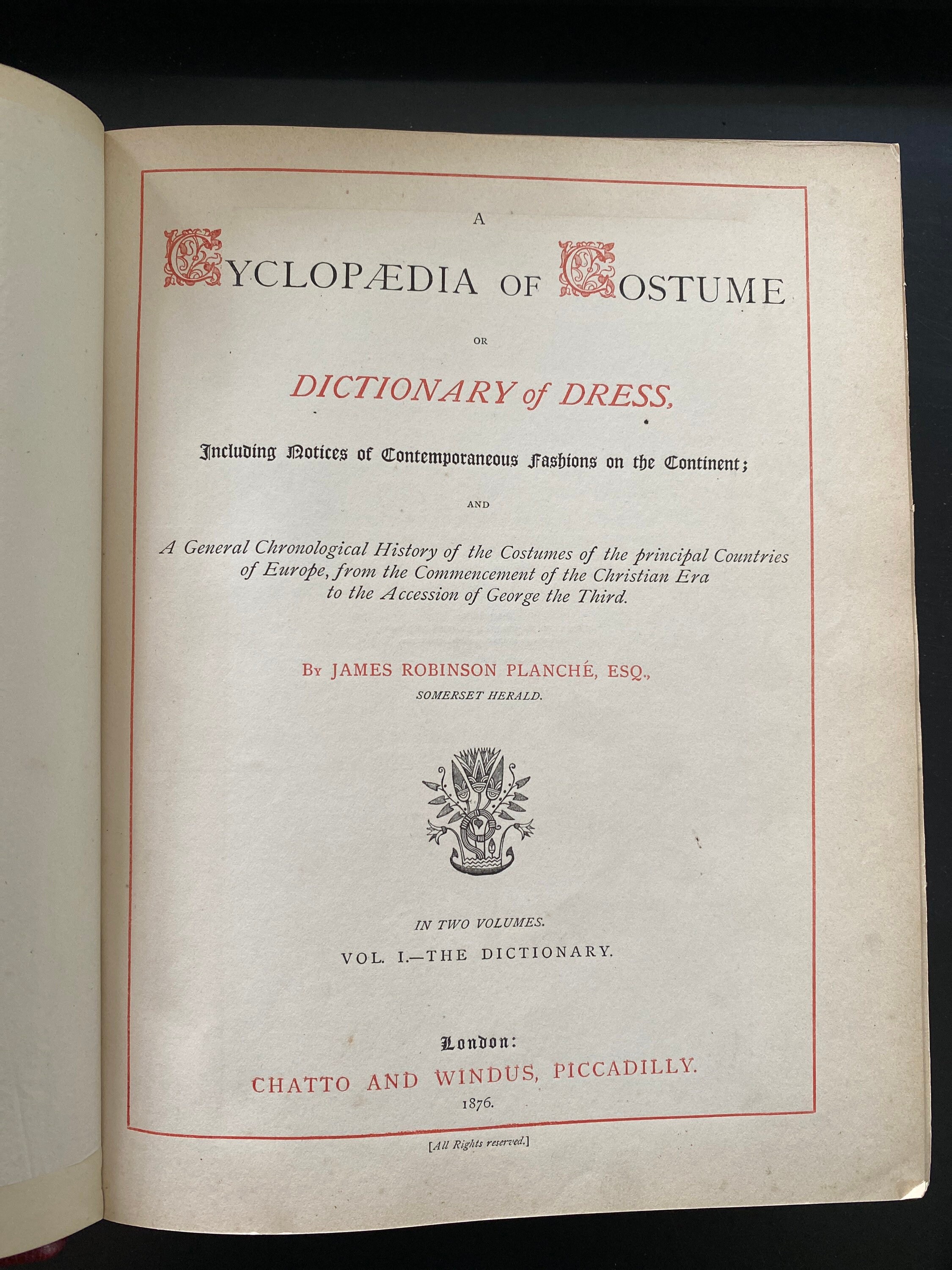 Encyclopaedia of Costume or Dictionary of Dress James - Etsy