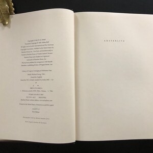 Austerlitz by W.G. Sebald, Hardback Book, First Edition, First Issue ...