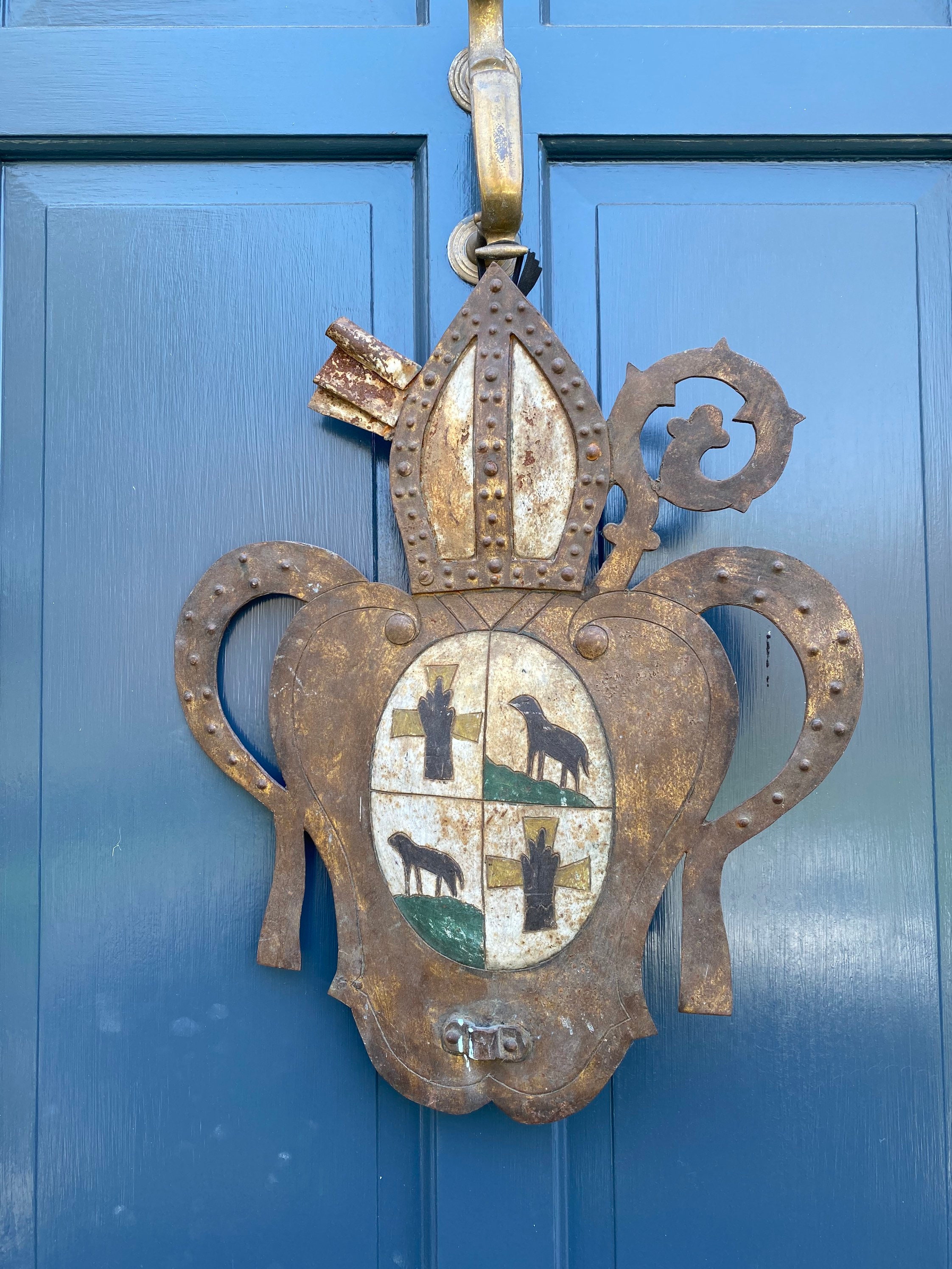 Wonderful Polychrome Iron Crest Continental Hand Painted - Etsy