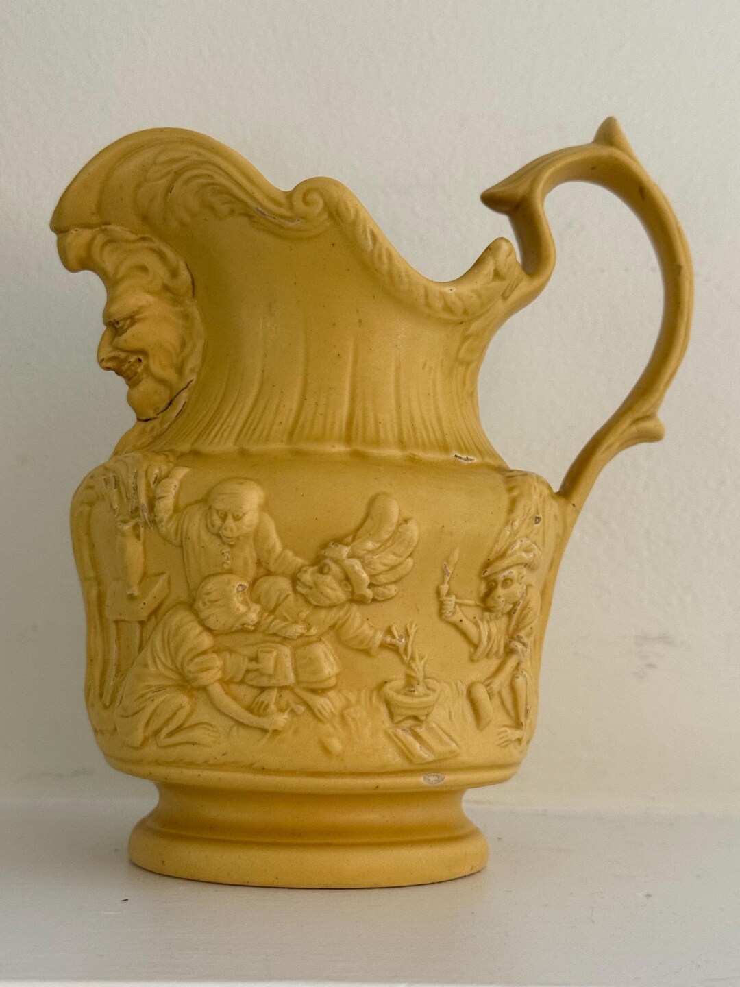 Early 19th Century Buff Stoneware Jug or Pitcher, Relief Molded ...