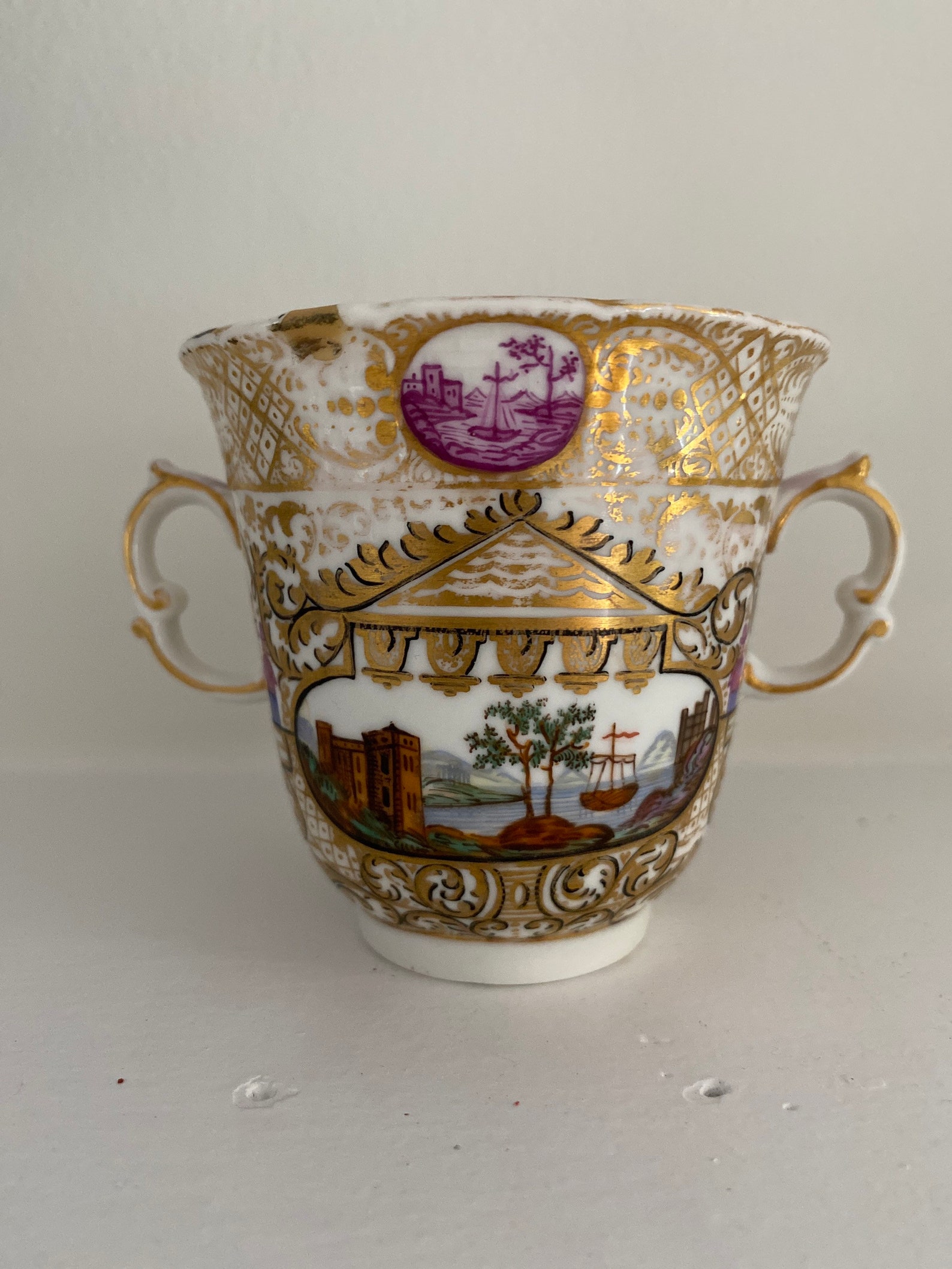 Antique KPM Berlin Orphan Trembleuse Cup, Hand Painted Porcelain ...