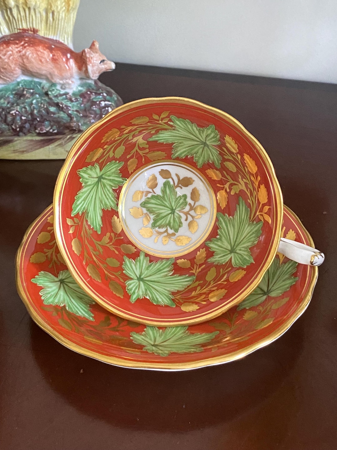 Very Rare and Magnificent Royal Chelsea Bone China Cup and Saucer, Rust ...