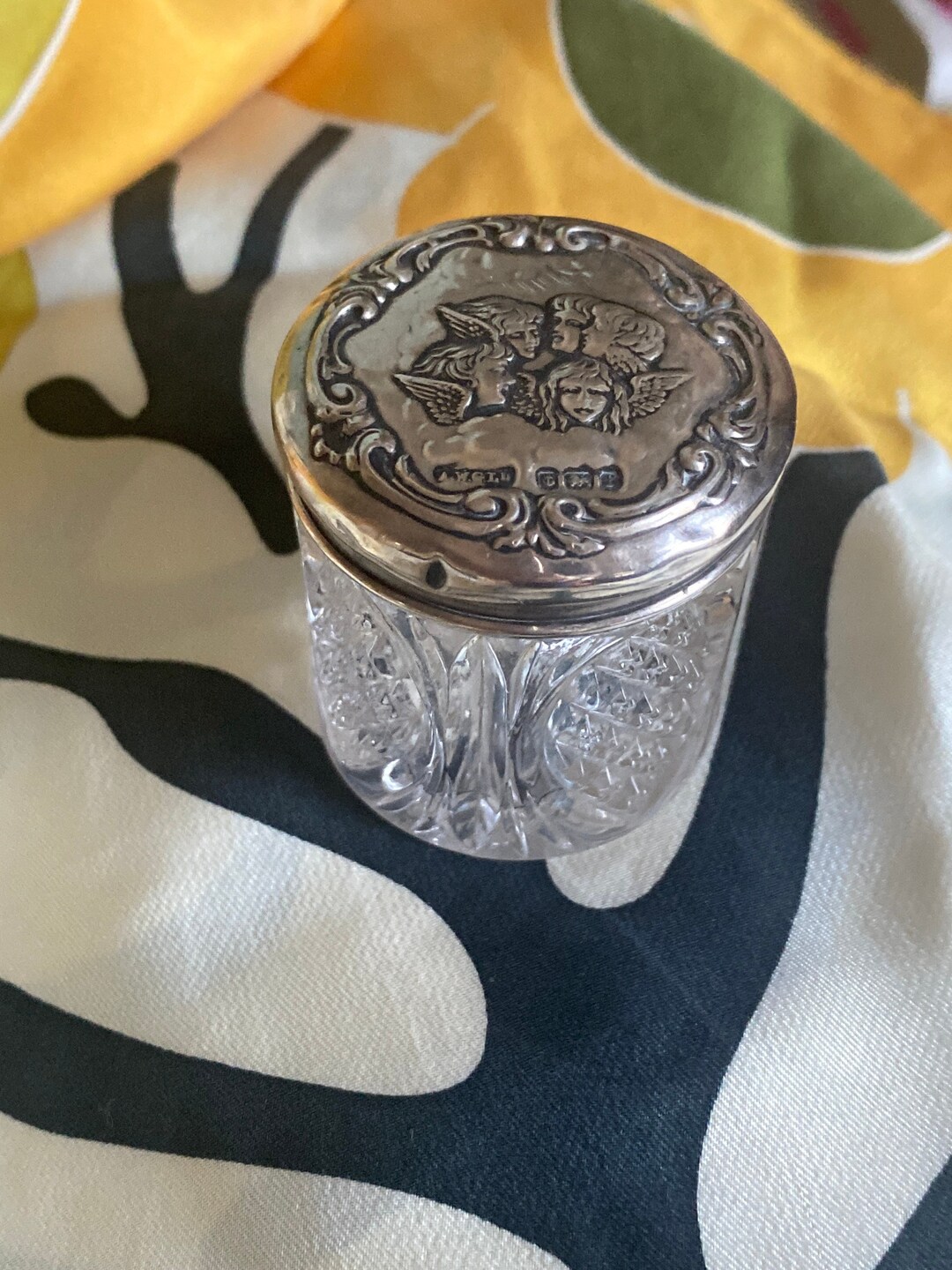 Vintage "angel Jar", Cut Crystal Jar With Sterling Silver Lid ...