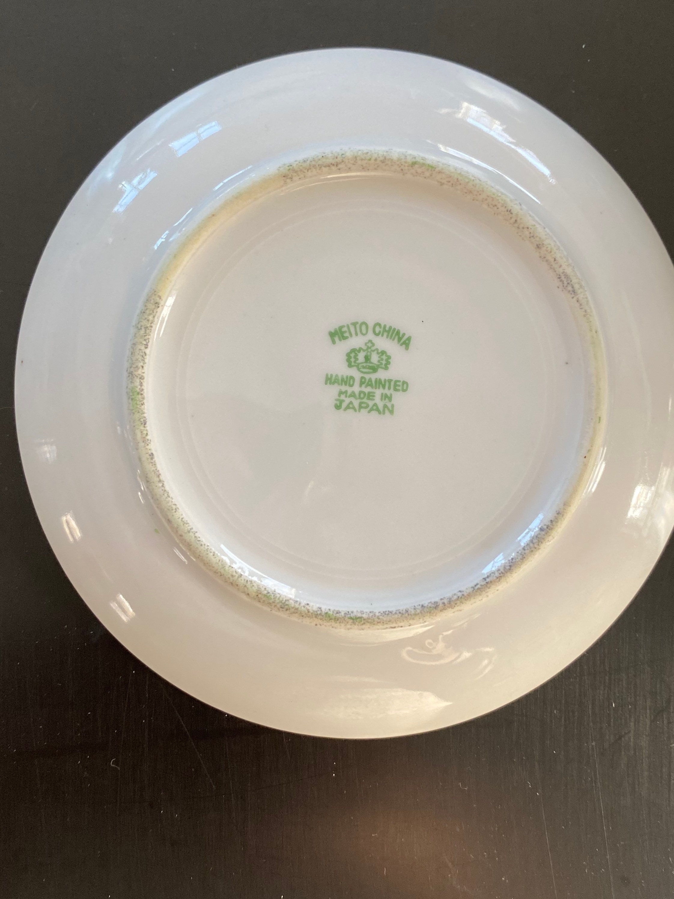 Set of Six Meito China Demitasse Cups and Saucer, Green Speckled ...