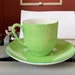 Set of Six Meito China Demitasse Cups and Saucer, Green Speckled ...