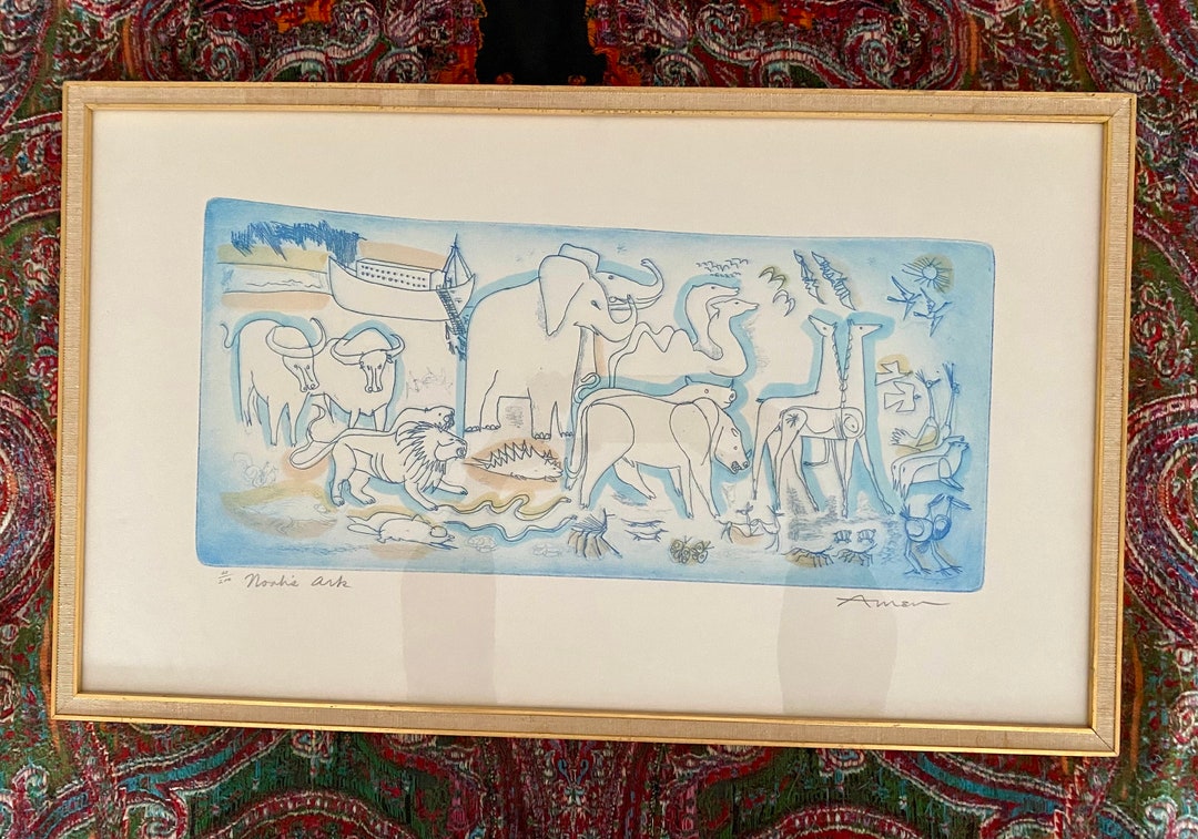 A Signed Limited Edition Vintage Woodcut Print of Noah's Ark by Irving ...