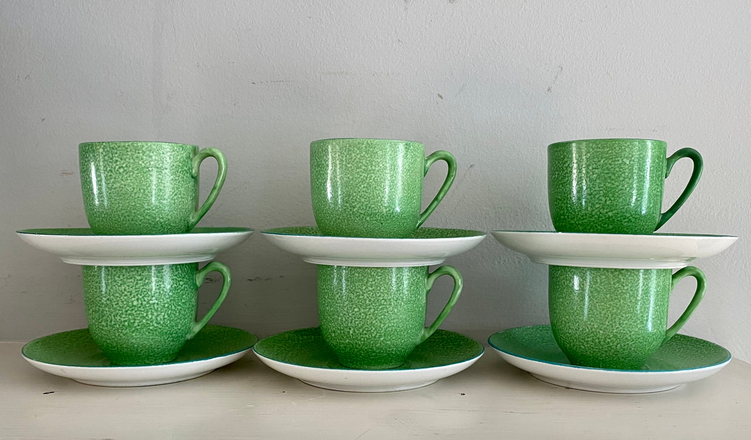 Set of Six Meito China Demitasse Cups and Saucer Green - Etsy