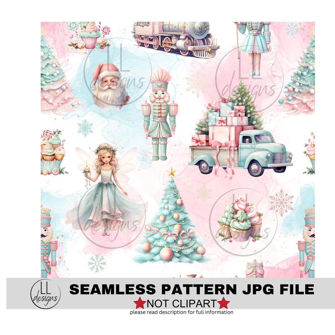 Sweet Pastel Nutcracker Christmas JPG Seamless Pattern, Digital Paper ...