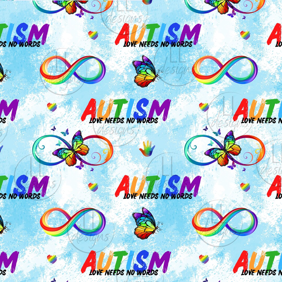 Autism Love Needs No Words Awareness Seamless Pattern Digital - Etsy