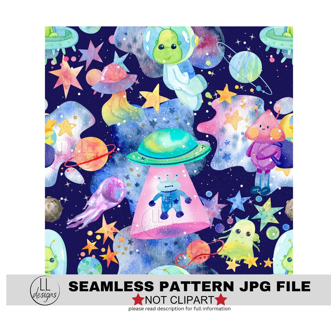 Space Aliens Spaceship Seamless Pattern, Paper,digital,paper,seamless ...