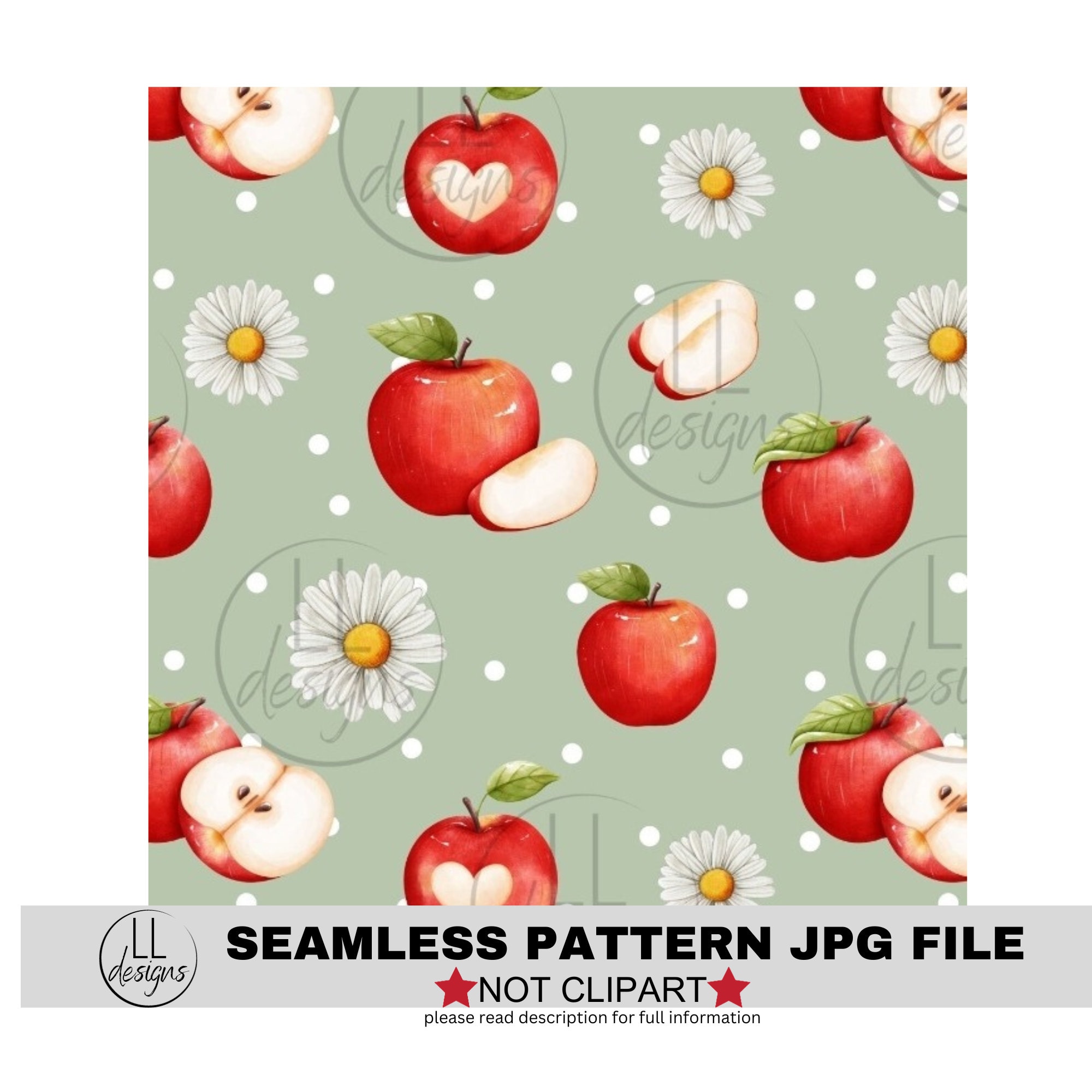 Daisy Apples Back to School Seamless Pattern, Digital Paper,digital ...