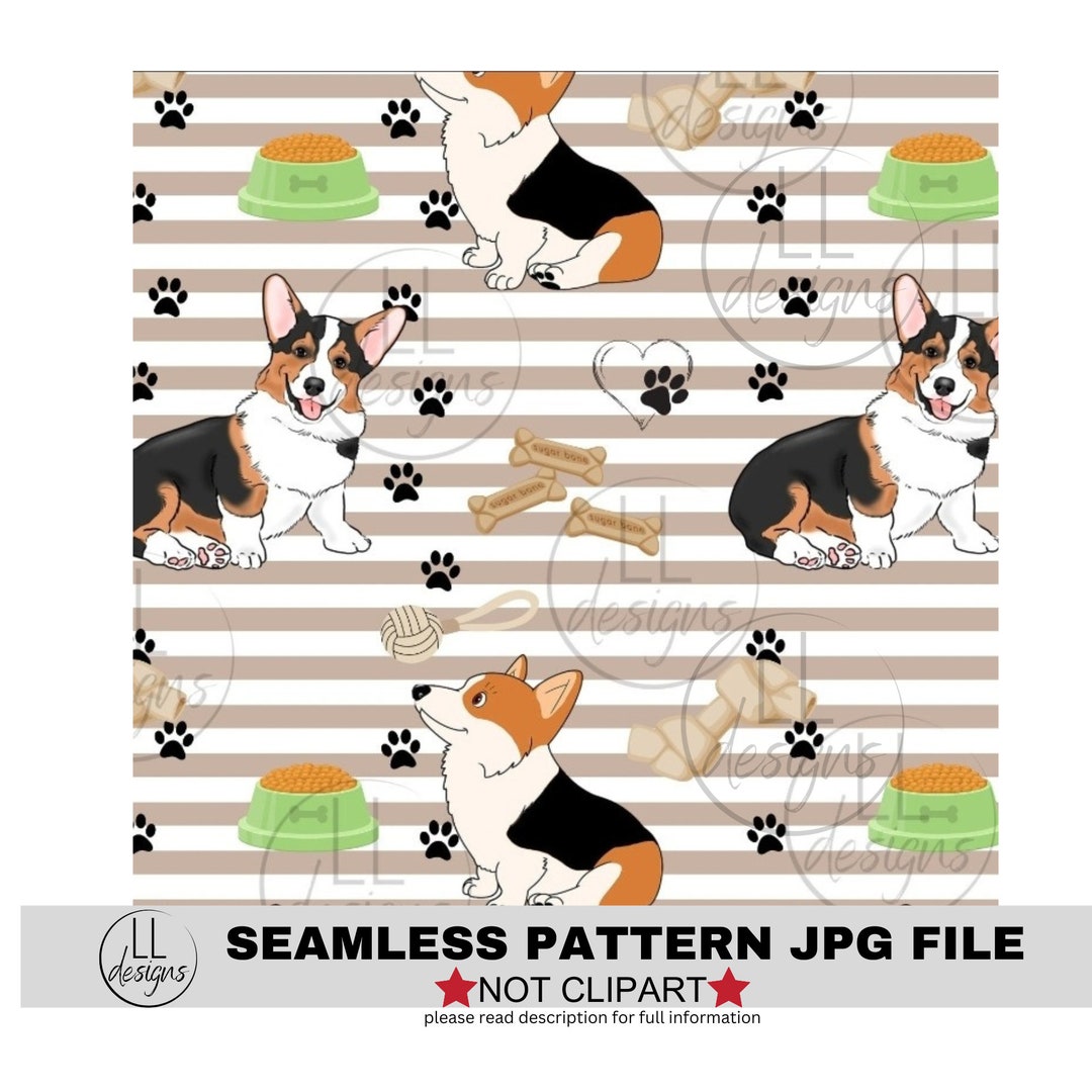 Corgi Dog Beige Seamless Pattern, Digital Paper,digital,paper,seamless ...