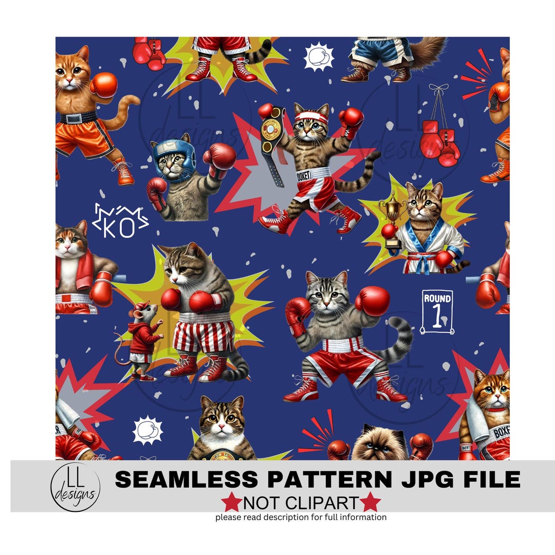 Boxing Cats JPG Seamless File Paper, Digital,paper,seamless,background ...