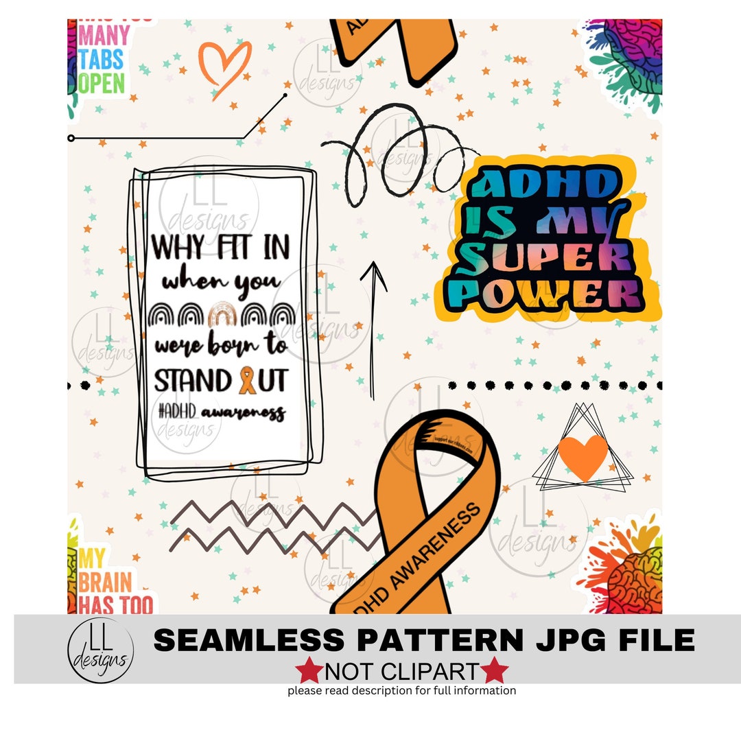 ADHD Warrior Awareness Seamless Pattern, Digital Paper,digital,paper ...
