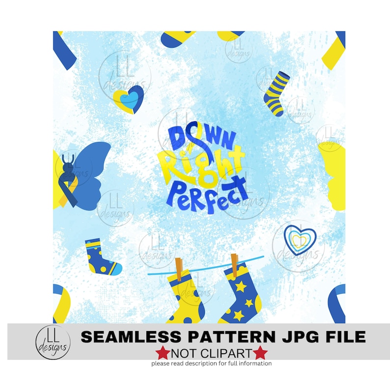 Down Right Perfect Awareness Seamless Pattern, Digital Paper,digital,paper,seamless,background ...