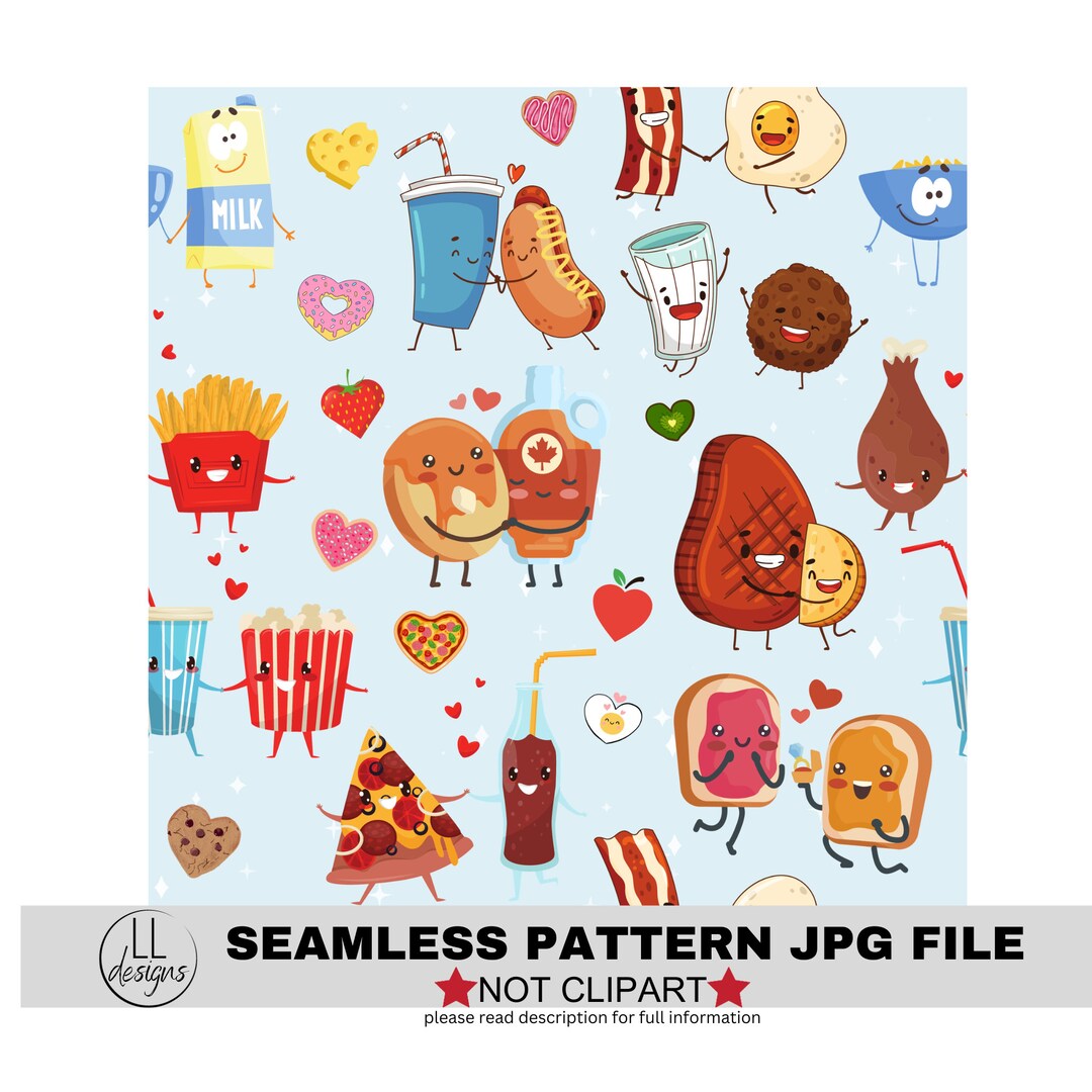 FOOD PAIRS Valentine's Day Love Seamless Pattern, Digital Paper,digital ...