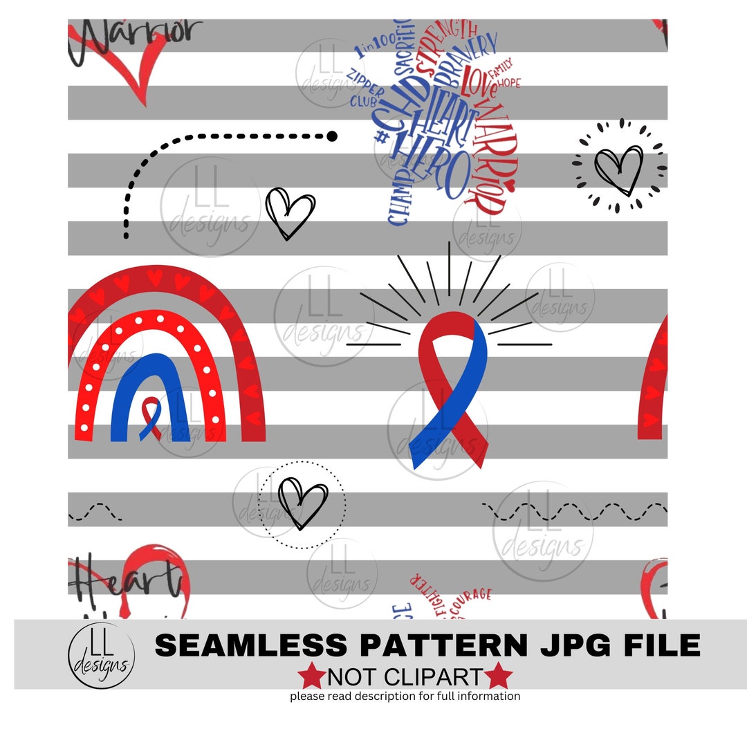 CHD Congenital Heart Defects Warrior Awareness Seamless Pattern ...