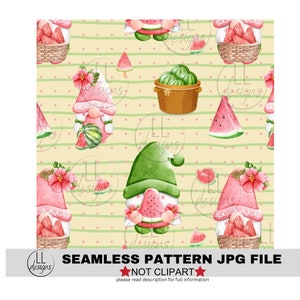 Watermelon Gnomes Seamless Pattern, Digital Paper,digital,paper ...